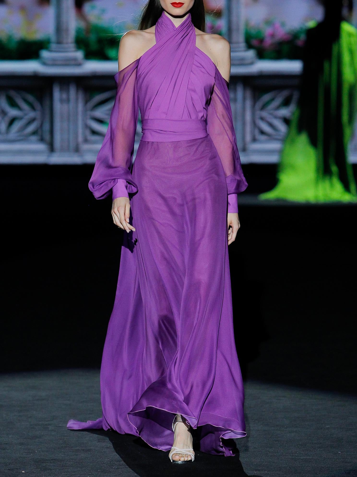 Lavender chiffon and satin party dress | HANNIBAL LAGUNA. – Hannibal Laguna